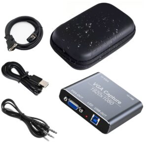 VGA Capture Card, VGA to USB Capture Device with VGA Loopout, Mic Input Support HD 720P Video for Gaming, Streaming, Teaching, Video Conference, Live Broadcasting