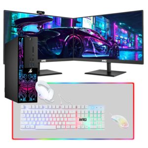 techmagnet computer desktop pc, intel core i5-6500, siwa 6, new mtg dual 22 inch monitor, 16gb ram, 240gb ssd, 1gb graphic card, gaming kit, webcam, wifi, windows 10 pro (renewed)