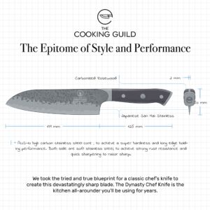 The Cooking Guild Santoku Knife - 7 Inches - Dynasty Series - Japanese High Carbon Stainless Steel Santoku Knife - Wooden Handle - Rust-Resistant & Razor Sharp Santoku Knives