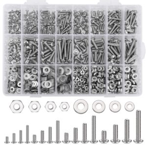 900pcs nuts and bolts assortment kit for home projects - stainless steel machine screw assortment kit sae assorted screw set phillips pan head screws washers nuts with case (#4-40#6-32#8-32#10-24)