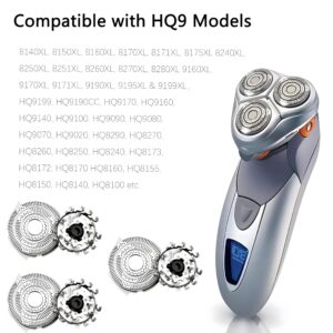 HQ9 Replacement Shaver Heads Compatible for Philips Norelco HQ9 SpeedXL, Replacement Heads for Series 8140XL 8150XL 8160XL 8170XL 8100 Series, 8200 Series, 9100 Series, and PT/AT900