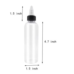 XYSMZM 6 Pcs Dispensing Bottles, 4oz Plastic Boston Squeeze Bottles with Twist Top Cap