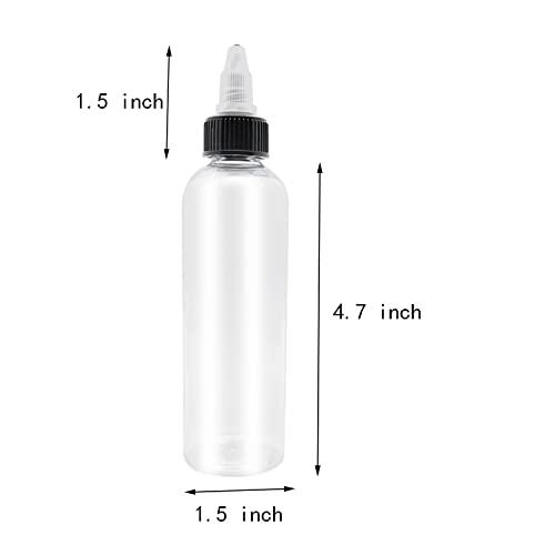 XYSMZM 6 Pcs Dispensing Bottles, 4oz Plastic Boston Squeeze Bottles with Twist Top Cap