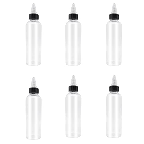 XYSMZM 6 Pcs Dispensing Bottles, 4oz Plastic Boston Squeeze Bottles with Twist Top Cap