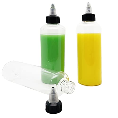 XYSMZM 6 Pcs Dispensing Bottles, 4oz Plastic Boston Squeeze Bottles with Twist Top Cap