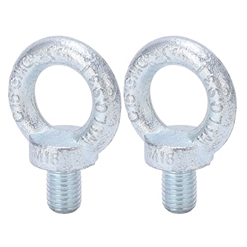 Lifting Ring Bolts, 2PCS Eyebolt Screws Galvanized Q235 Steel for Marine for Machinery Devices(M18)