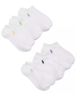 polo ralph lauren little girls no show socks 6 pack (w(6626)/b, 4-6 years)