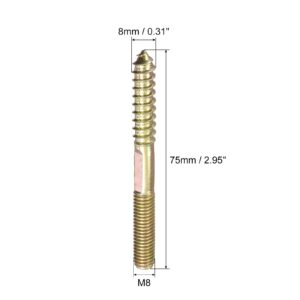 uxcell M8x75mm Hanger Bolts, 24pcs Double Head Thread Dowel Screws for Wood Furniture Connecting