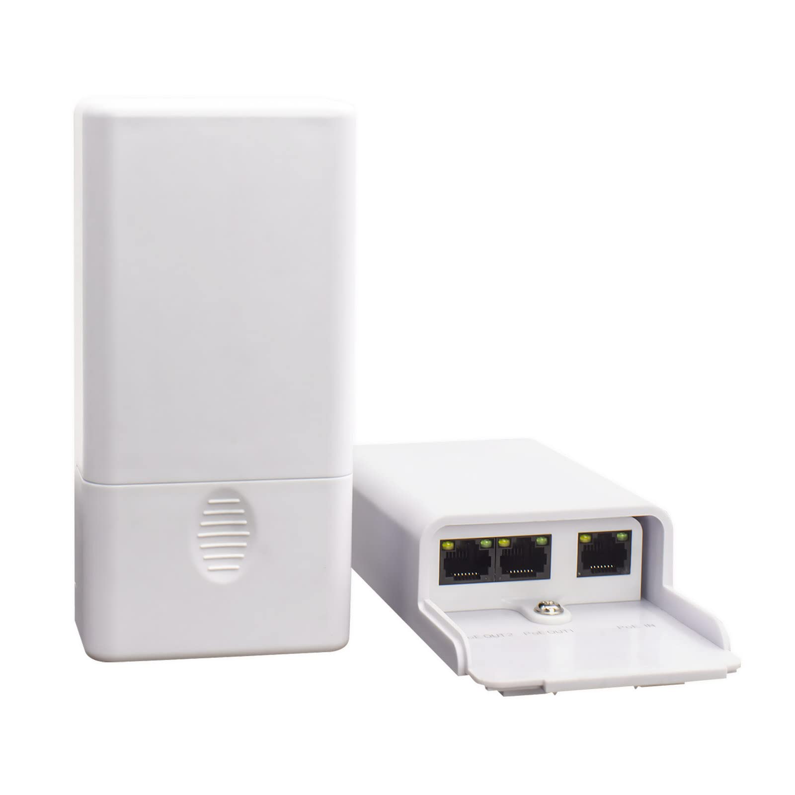 CENTROPOWER Passive 2 Port POE Extender Outdoor ，IP65 Waterproof PoE Passthrough Switch，10/100Mbps，(30W) IEEE 802.3af / 802.3at，1 Input Port and 2 Output Ports，PoE Amplifier