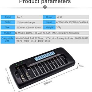 CITYORK 12 Bay LCD Universal Battery Charger for Rechargeable AA AAA NIMH NICD Batteries and 18650 18490 17670 17500 16340 Rechargeable Lithium Batteries, Fast Charger（NOT Include Battery）