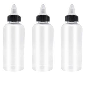 xysmzm 3 pcs dispensing bottles, 8oz plastic boston squeeze bottles with twist top cap