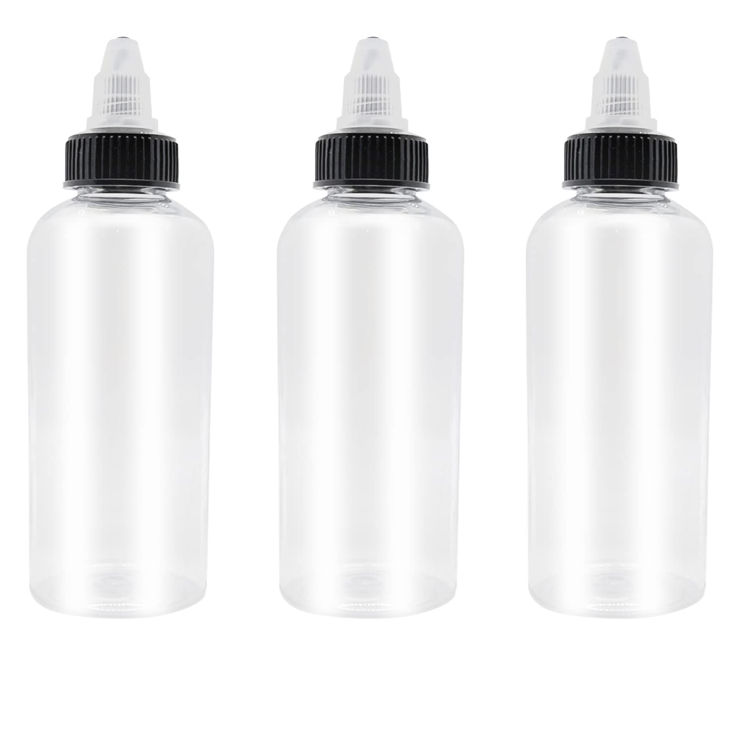 XYSMZM 3 Pcs Dispensing Bottles, 8oz Plastic Boston Squeeze Bottles with Twist Top Cap