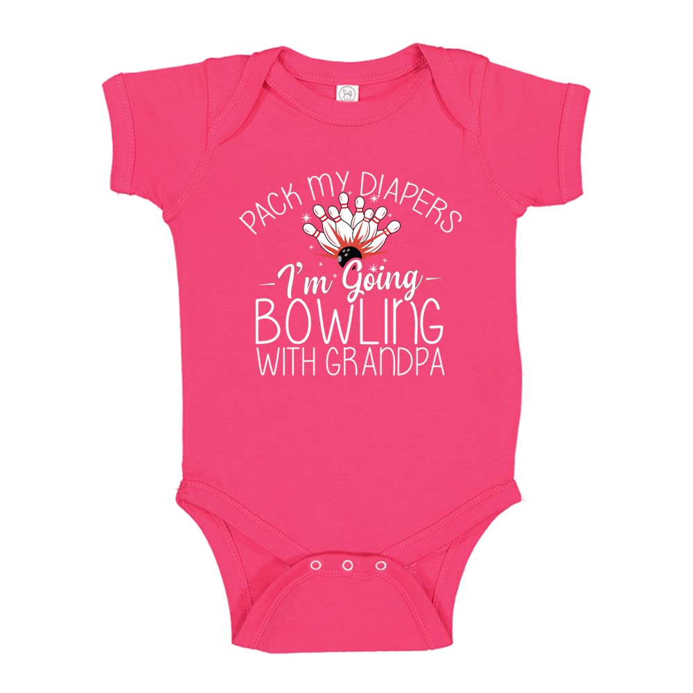 I'm Going Bowling with Grandpa Baby Bodysuit One Piece 12 mo Cyber Pink