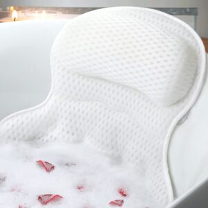 bath pillow bathtub pillow, luxury bath pillows for tub neck and back support, bath tub pillow headrest with soft 4d mesh fabric and non-slip suction cups, relaxing bath accessories spa gifts