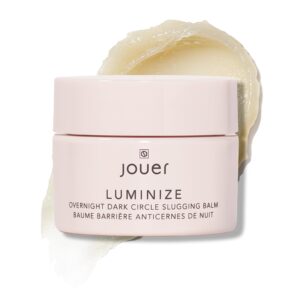 jouer luminize overnight dark circle slugging balm – fragrance free, caffeine eye cream, overnight eye treatment, brightening eye balm, paraben free, gluten & cruelty free