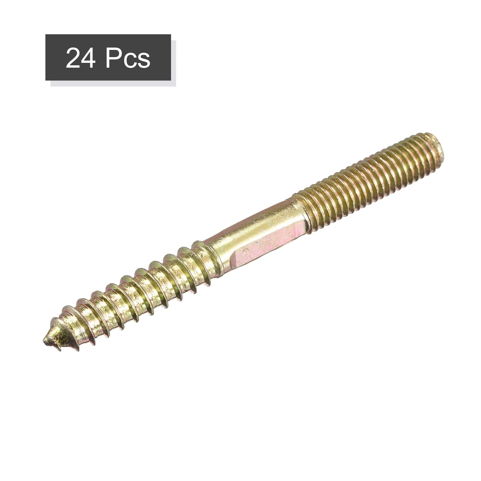 uxcell M8x75mm Hanger Bolts, 24pcs Double Head Thread Dowel Screws for Wood Furniture Connecting