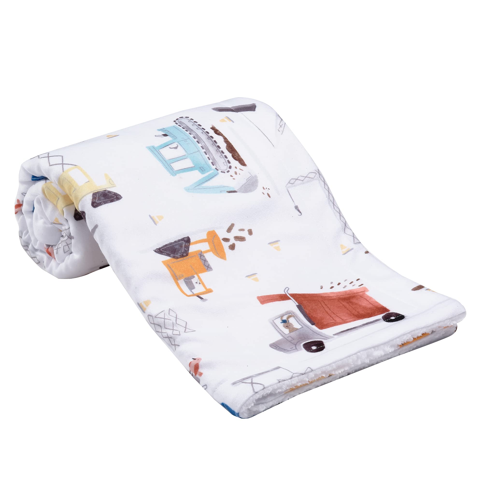 Bedtime Originals Construction Zone White Cozy Fleece Trucks Baby Blanket