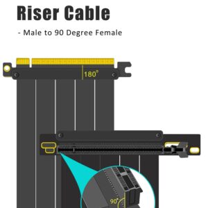 GLOTRENDS 200mm PCIe 4.0 X16 GPU Riser Cable, Female 90 Degree Angle, Compatible with Gen 4 GPUs, Such as RTX4090-RTX3060, RX7900, RX6950XT-RX6500XT,etc (PCIE40-X16-200MM-1890D)