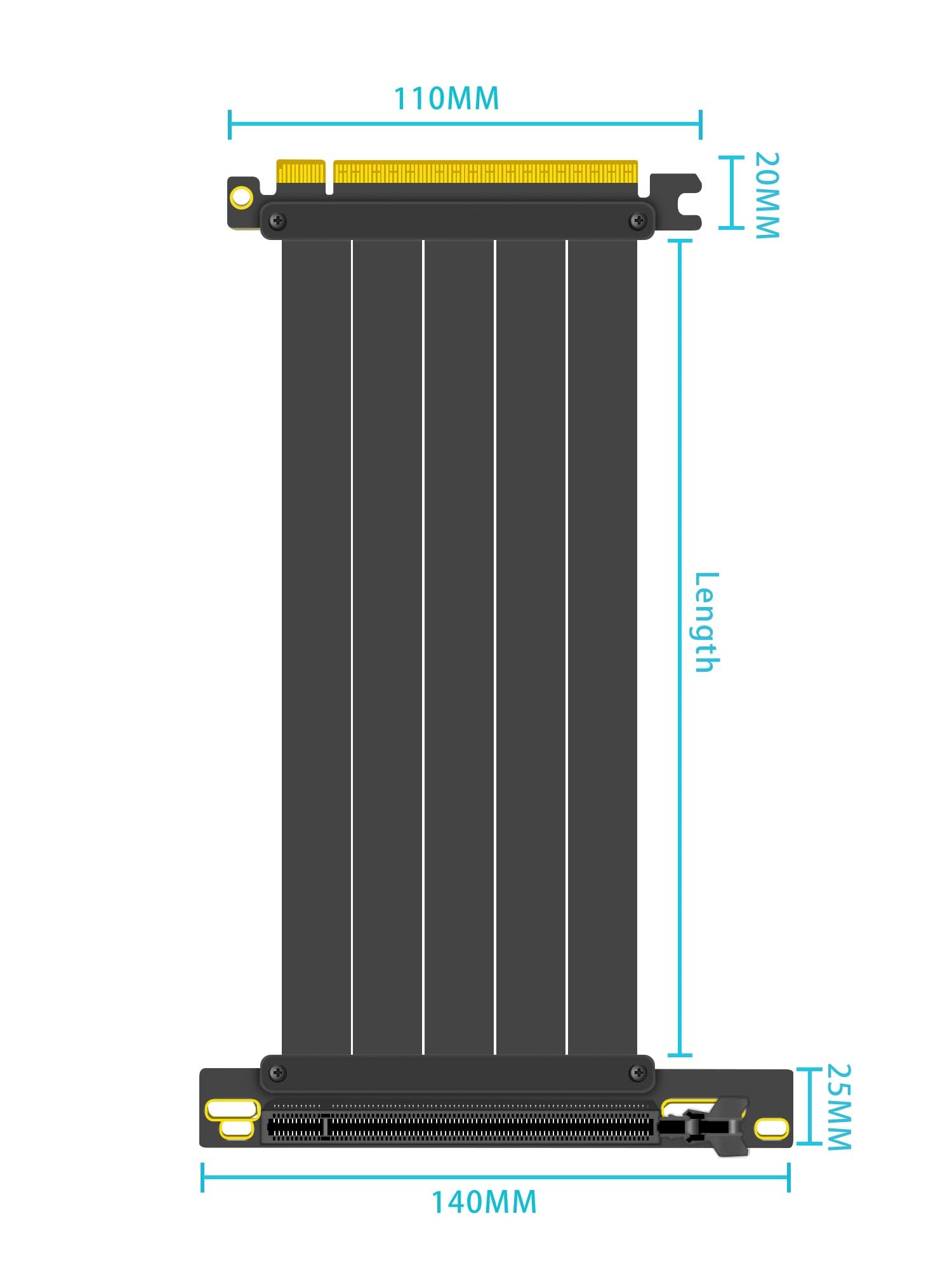 GLOTRENDS 200mm PCIe 4.0 X16 GPU Riser Cable, Female 90 Degree Angle, Compatible with Gen 4 GPUs, Such as RTX4090-RTX3060, RX7900, RX6950XT-RX6500XT,etc (PCIE40-X16-200MM-1890D)