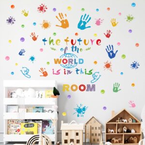 handprint wall stickers colorful inspirational quotes paint splatter wall decals for kids bedroom classroom school nursery playroom