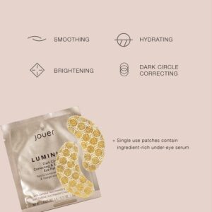 Jouer Luminize Dark Circle Correcting & Smoothing Eye Patches, Caffeine Eye Patches for Dark Circles and Puffiness, Under Eye Mask Patches for Wrinkles