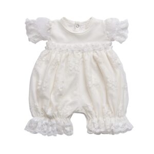 Haute Baby Anna Corinne Short Sleeve Summer Shorts Set Infant Baby Girl Bubble Size-3-6 Months- White