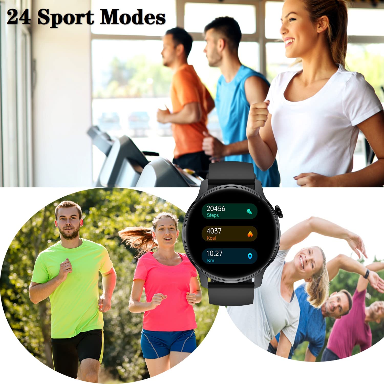 Smart Watch For Men Women Phone Call(Dial/Receive),bluetooth smartwatch,IP68 Waterproof Fitness Tracker,Multiple Sports Modes,Heart Rate Sleep Monitor,Pedometer,Music,Message Reminder,For Android iOS