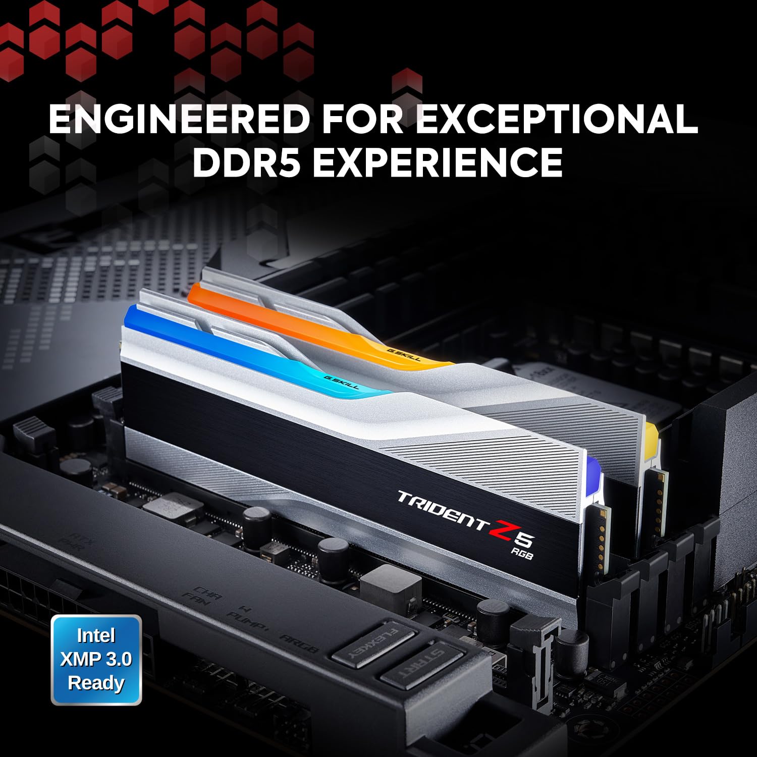 G.SKILL Trident Z5 RGB Series (Intel XMP 3.0) DDR5 RAM 32GB (2x16GB) 6800MT/s CL34-45-45-108 1.40V Desktop Computer Memory UDIMM - Metallic Silver (F5-6800J3445G16GX2-TZ5RS)