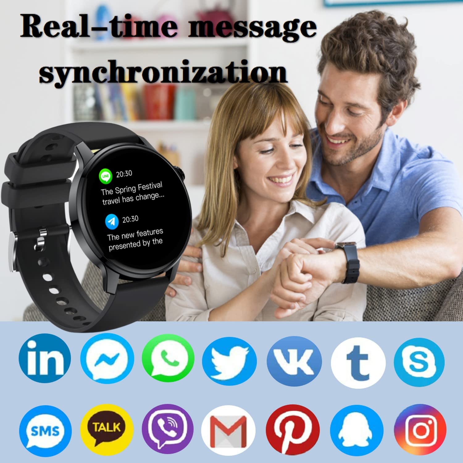 Smart Watch For Men Women Phone Call(Dial/Receive),bluetooth smartwatch,IP68 Waterproof Fitness Tracker,Multiple Sports Modes,Heart Rate Sleep Monitor,Pedometer,Music,Message Reminder,For Android iOS