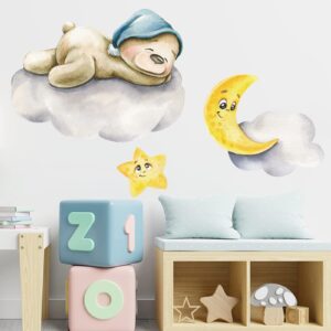 cute bear sleeping wall stickers baby decor for nursery bear wall decals for kids bedroom playroom