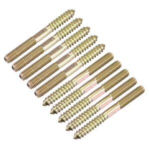 uxcell m8x75mm hanger bolts, 24pcs double head thread dowel screws for wood furniture connecting