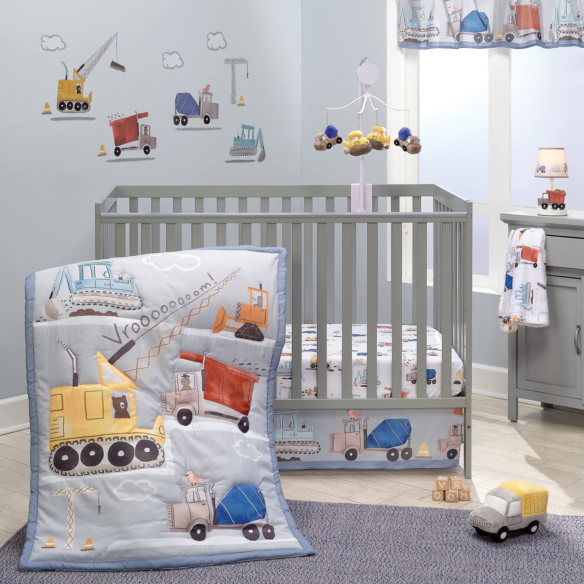 Bedtime Originals Construction Zone White Cozy Fleece Trucks Baby Blanket