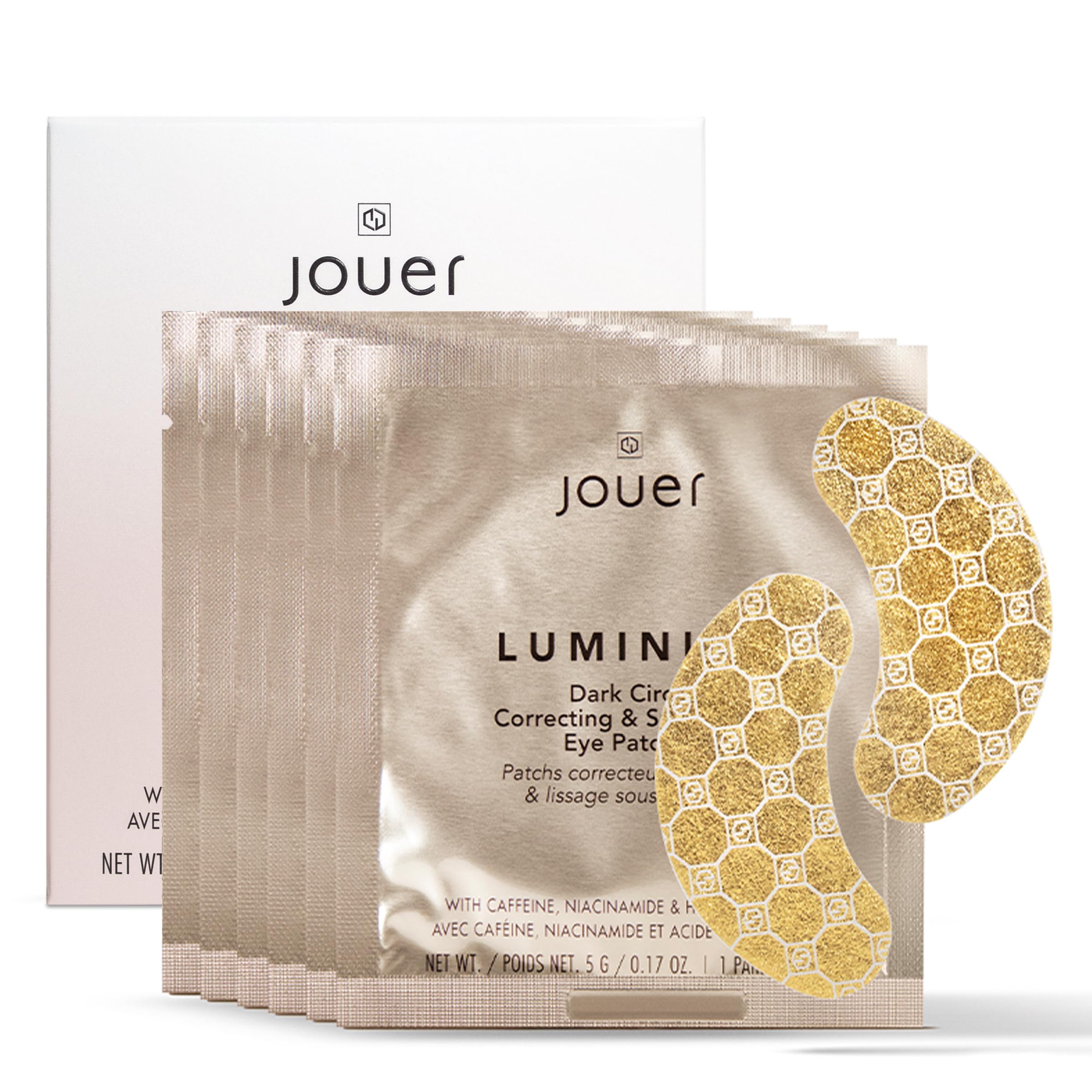 Jouer Luminize Dark Circle Correcting & Smoothing Eye Patches, Caffeine Eye Patches for Dark Circles and Puffiness, Under Eye Mask Patches for Wrinkles