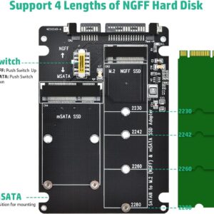 ELUTENG M.2 SATA to SATA Adapter (Not Support NVME/M.2 PCIE) MSATA and B Key/B&M Key M.2 NGFF SDD to 2.5" SATA III 2 in 1 Converter Supports MSATA/M.2 NGFF SSD Not for M Key