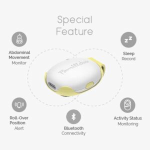 Familidoo Smart Baby Monitor Clip - Monitor Infant Abdominal Movement with Audio Alerts - Rollover Position Alarm - Sleep Record - Light and Easy to Clip on Diaper - Newborn Care Safety Essential