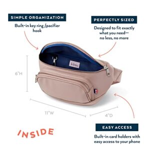 Kibou Vegan Premium Leather Fanny Pack Diaper Bag With Detachable Compact Changing Pad & Baby Wipes Storage - Wear as Belt Bag, on Waist, or Crossbody (Blush)