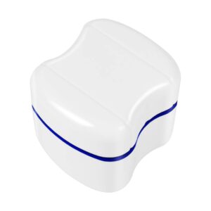 retainer case with strainer basket - denture storage container case denture cleaning case for braces, dentures & aligners (blue)