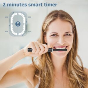 Electric Toothbrush with 6 Brush Heads - Travel Rechargeable Electric Power Toothbrushes, IPX7 Waterproof 2 Minutes Smart Timer, 4 Hours Fast Charge for 60 Days