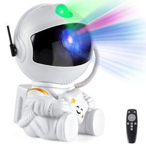 xhsy astronaut projector，star projector galaxy light，night light for kids，light projector for bedroom，starry nebula ceiling led lamp，with remote (white1)