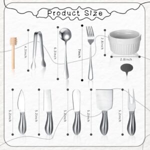 38 Pcs Charcuterie Board Accessories Utensils Include Cheese Knife Set Charcuterie Bowls Cheese Markers Serving Tongs Spoons and Forks Honey Dipper for Butter Cheese and Pastry Making (Silver)