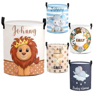 personalized baby laundry basket with name for boy girls custom baby laundry hamper with handle animal collapsible organizer storage for bedroom living room home decor