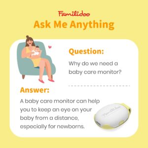 Familidoo Smart Baby Monitor Clip - Monitor Infant Abdominal Movement with Audio Alerts - Rollover Position Alarm - Sleep Record - Light and Easy to Clip on Diaper - Newborn Care Safety Essential