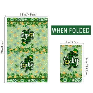 Unibyby St Patricks Day Kitchen Towels, St Patricks Day Towels Set of 2, St Patrick's Day Dish Tea Towels for Bathroom with Leprechaun Gnomes Shamrocks Lucky Decorations for Home (18x28 Inches)