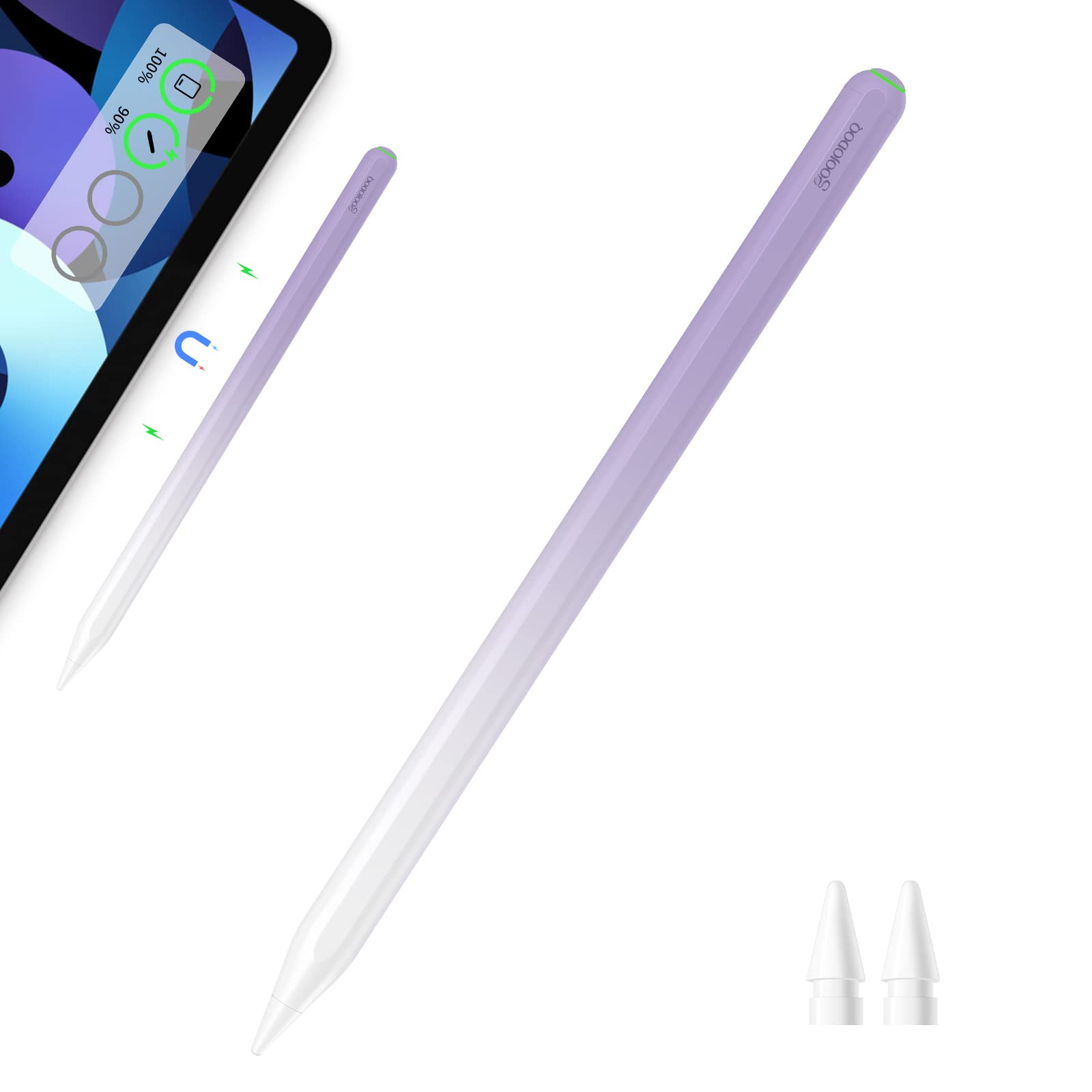 iPad Pencil 2nd Generation with Magnetic Wireless Charging,GOOJODOQ GD13 Stylus Pen for iPad with Tilt Palm Rejection for Apple iPad Pro (11/12.9 Inch),iPad Air 4th/5th Gen,iPad Mini 6th Gen,Purple