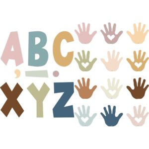 teacher created resources everyone is welcome 7" fun font letters (tcr70101) & everyone is welcome helping hands mini accents (tcr7134)