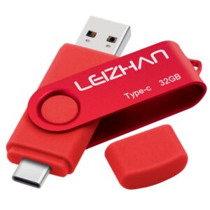 leizhan 32gb usb-c flash drive, type-c usb drive 3.0 for samsung galaxy note10, s10,note 9, s9, note 8,s8,google pixel, red