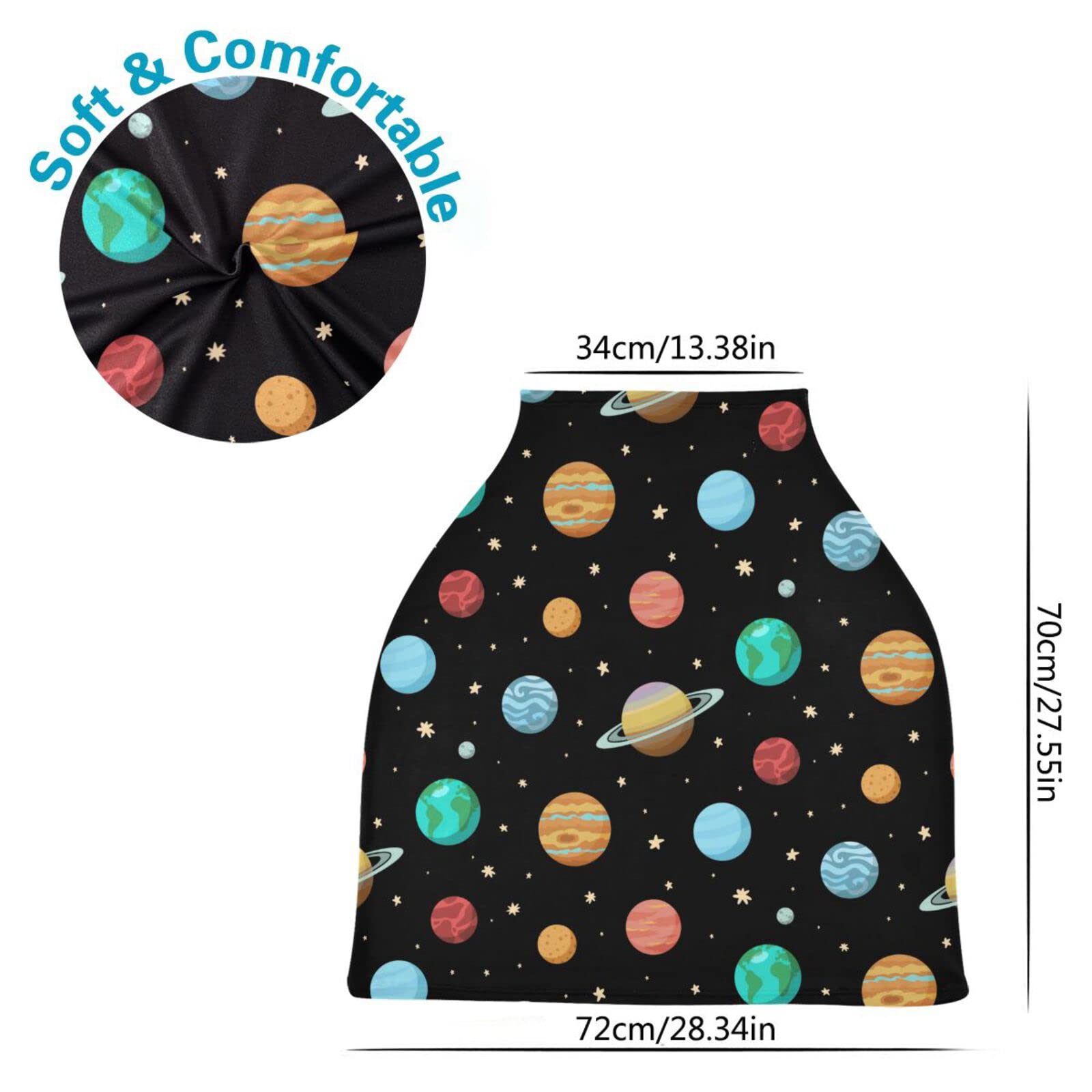 Soft Baby Car Seat Covers Galaxy Space Planets Canopy for Infants Strollers Canopies for Newborns Babies Nursing Apron Cover for Breastfeeding