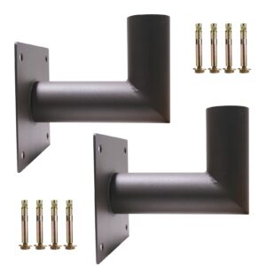 jc-lgl 90 degree wall mount bracket with 2-3/8in od tenon, tenon adapter l shape wall mounted adapter for led street lights parking lot lights post top light, heavy duty steel, dark bronze, 2 pack