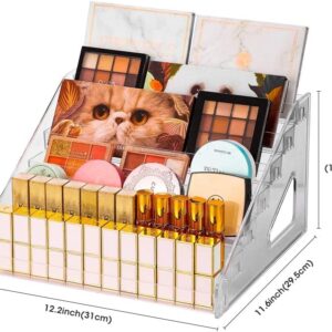 YIEZI Nail Polish Organizer 84 Bottles of 7 Layers Sunglass Organizer Acrylic Display Rack Eyeglasses Storage Essential Oils Holder Makeup Organizer No Tool Needed Assembly, Clear (2 Pack)