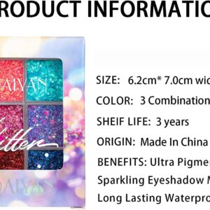 Glitter Eyeshadow Palette Makeup 9 Colors Body Glitter Glue Gel Palette Colorful Shimmer Sparkle Eyeshadow Long Lasting Highly Pigmented Waterproof Professional Glitter Eyeshadow Rainbow Face Paint